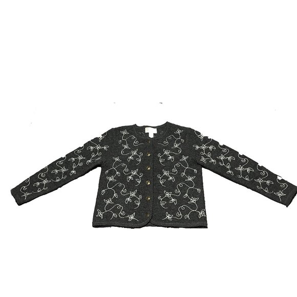 Tally Ho | Sweaters | Vintage Tallyho Creation Grey Wool Embroidered ...